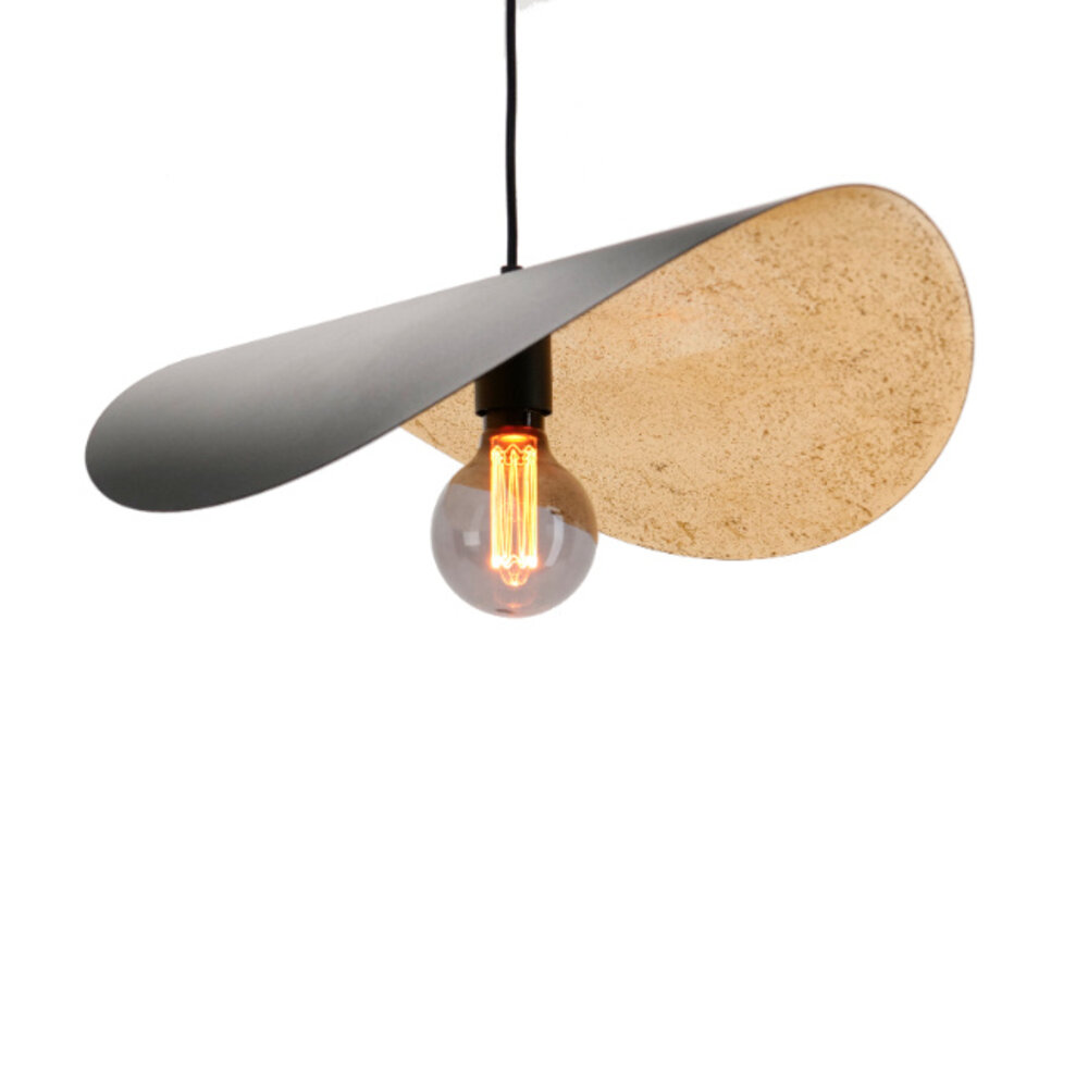 Industriële - hanglamp - 1-lichts - zwart goud - 53 cm - Saceda
