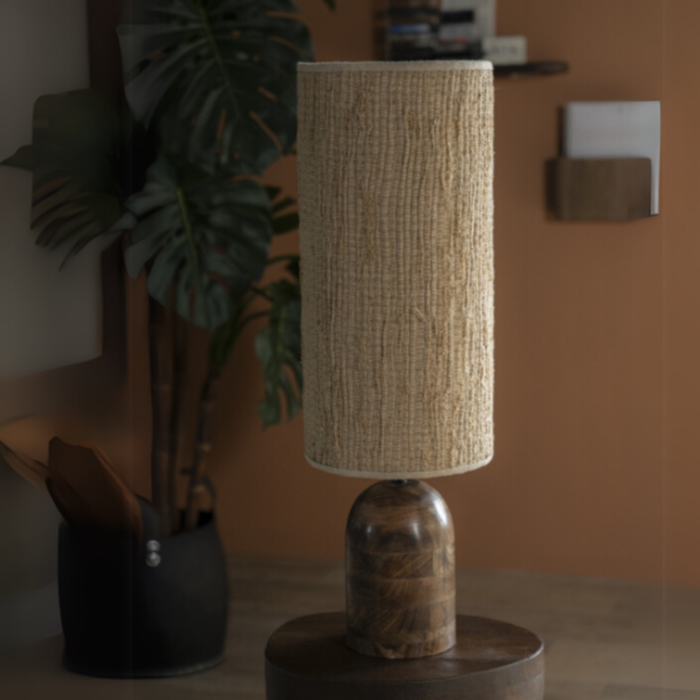 Bohemian - Japandi - Tafellamp - 1-lichts - Hout - Jute - Gadja Large