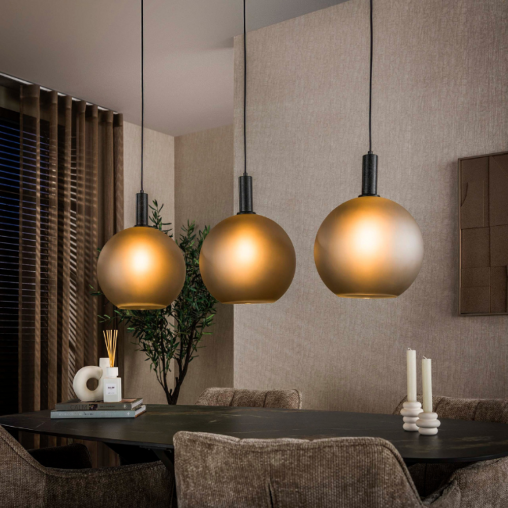 Modern - industriële - hanglamp - 3-lichts - charcoal - Frost